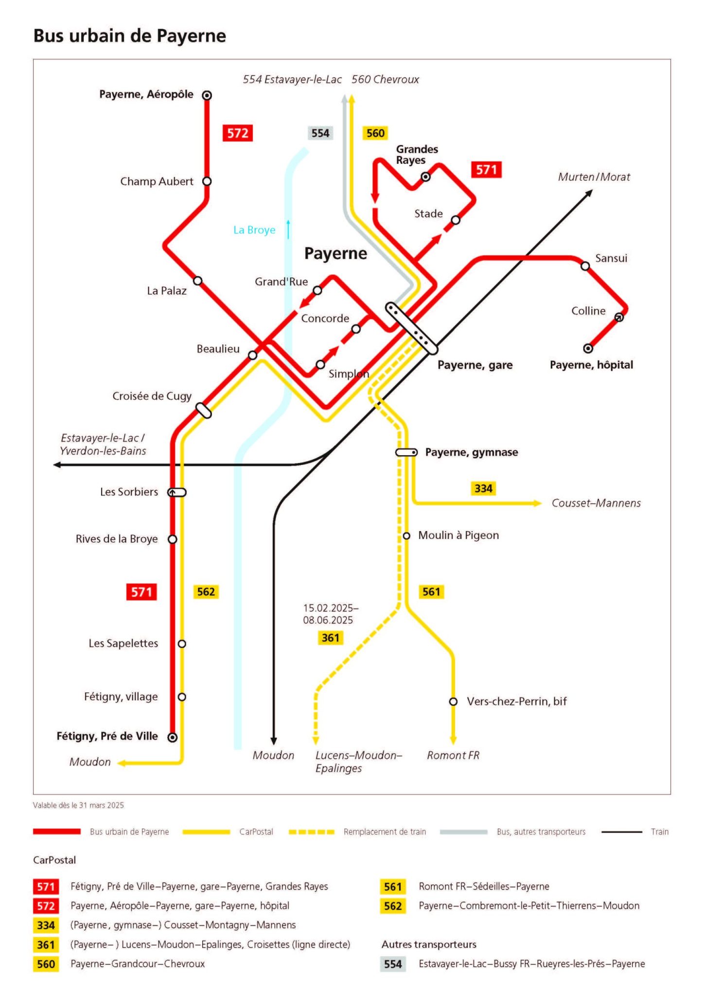 Lignes de bus urbain | Commune de Payerne